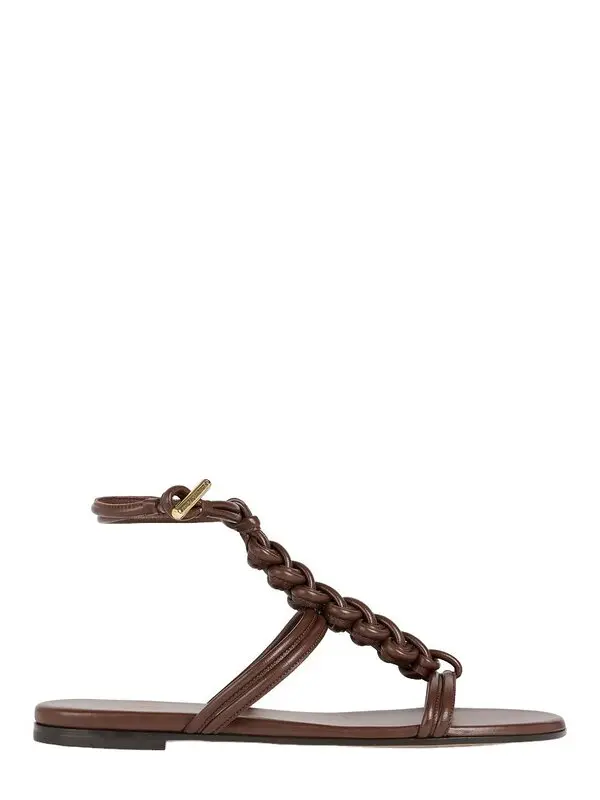 GIANVITO ROSSI Capua Braided Leather Sandals - Dark Brown