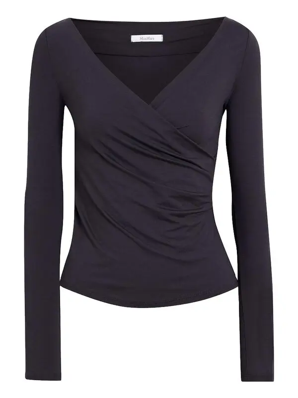 Max Mara Wrap-effect Stretch-jersey Top - Midnight Blue