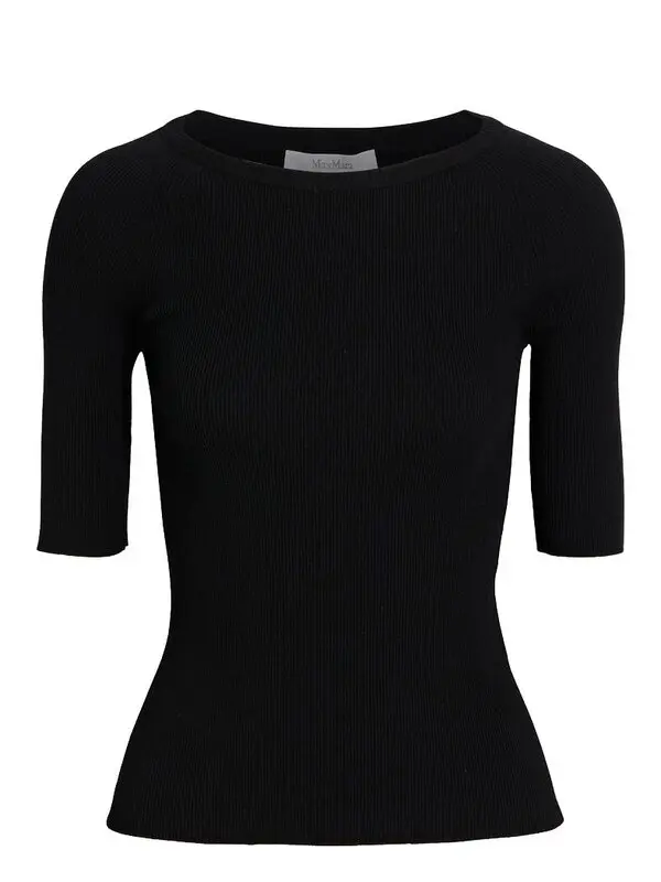 Max Mara Salmo Ribbed-knit Top - Black