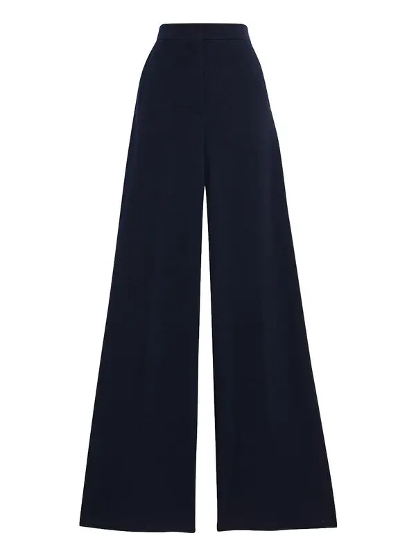Max Mara Corea Cotton And Wool-blend Wide-leg Pants - Midnight Blue