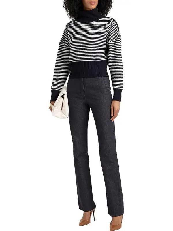 Max Mara Galizia Cotton-twill Slim-leg Pants - Midnight Blue
