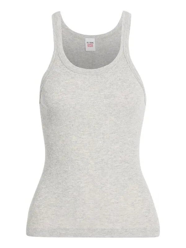 RE/DONE Ribbed Cotton-jersey Tank - Light Gray