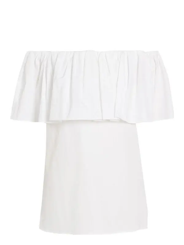 Max Mara Peccati Off-the-shoulder Ruffled Cotton-poplin Top - White