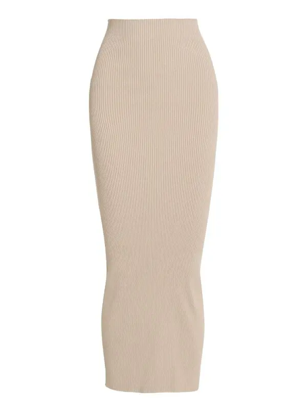 Max Mara Aprile Ribbed-knit Maxi Pencil Skirt - Beige