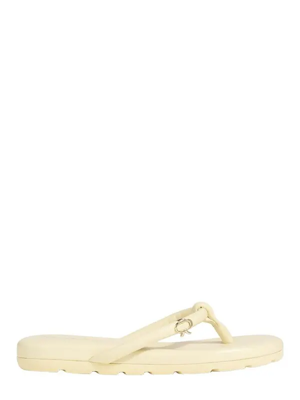 GIANVITO ROSSI Fiji Padded Leather Flip Flops - Pastel Yellow