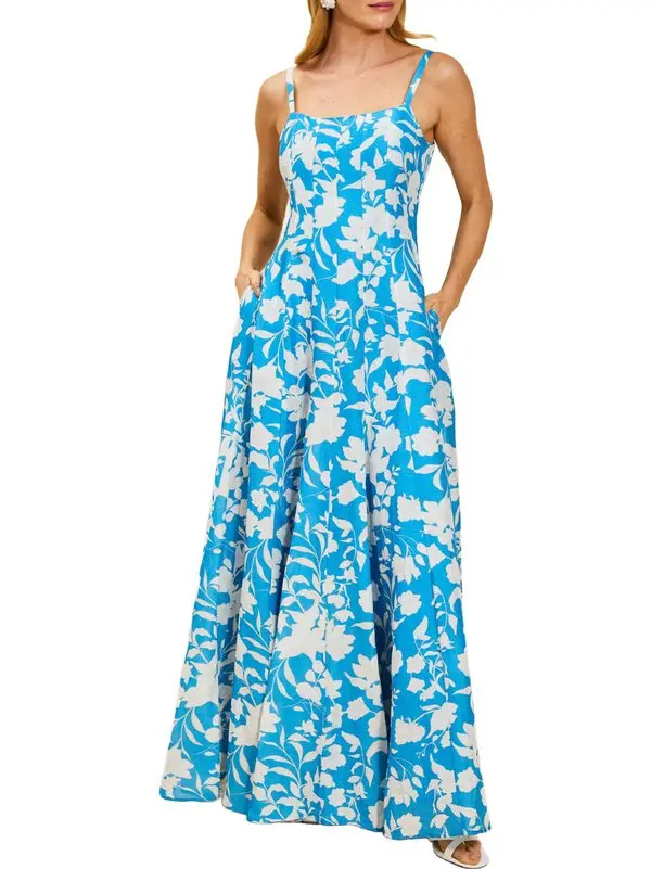 Mestiza New York Alemais Floral Organza Pleated Gown - Multicolor