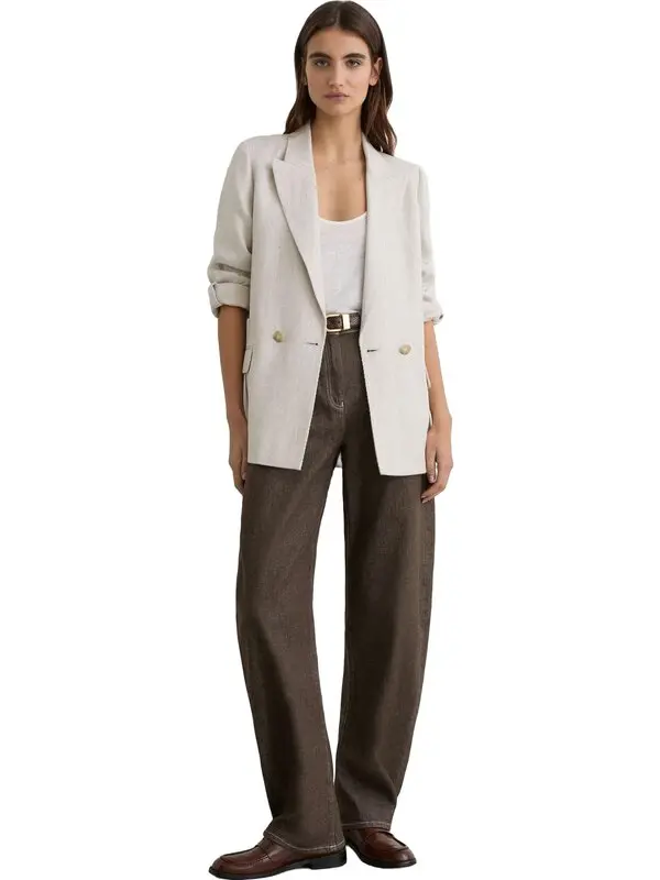 REISS Sabel Barrel-leg Jeans - Brown