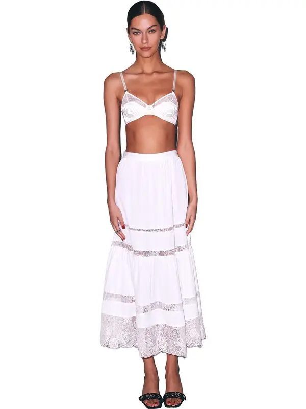 FLEUR DU MAL Juliet Lace Maxi Skirt - Ivory