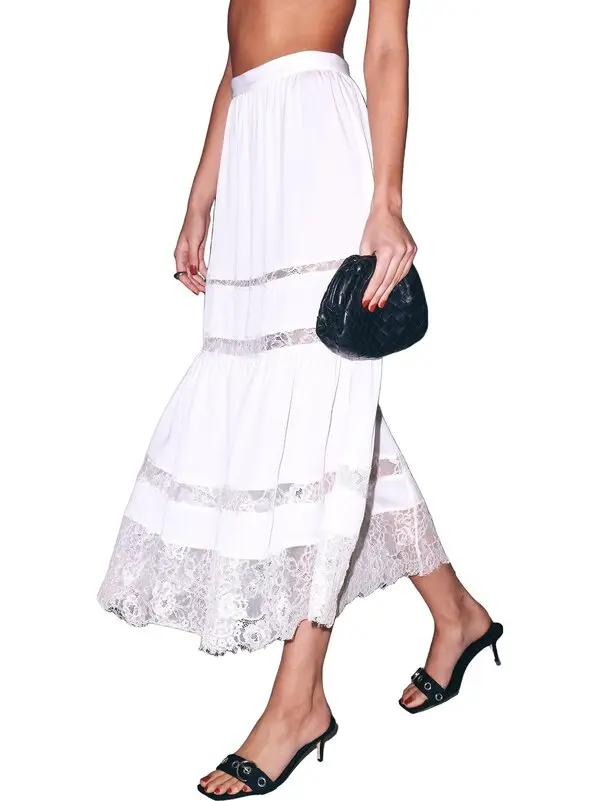 FLEUR DU MAL Juliet Lace Maxi Skirt - Ivory