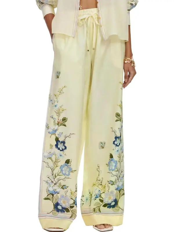 SELF-PORTRAIT Floral-print Palazzo Pants - Neutrals