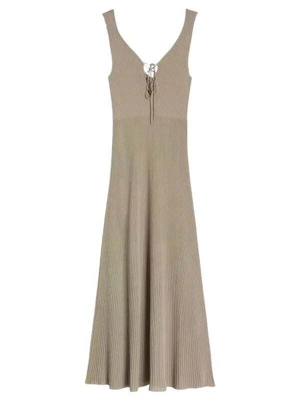 MARGHERITA MACCAPANI Tie-up Ribbed Dress - Neutrals