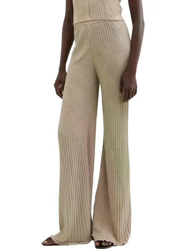MARGHERITA MACCAPANI Flared Hem Knit Trousers - Neutrals