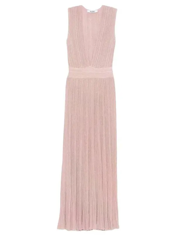 ANTONINO VALENTI V-neck Pleated Maxi Dress - Pink