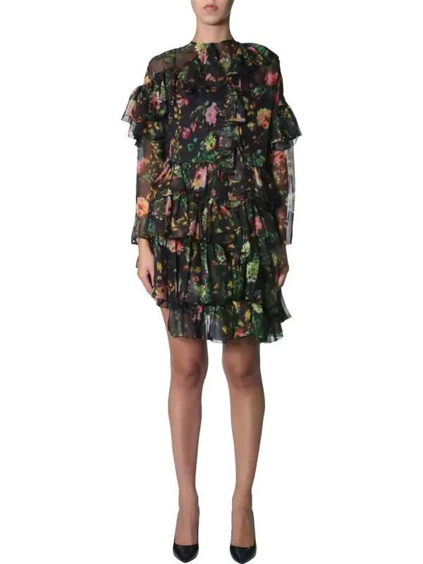 MSGM Ruffled Asymmetric Dress - Black