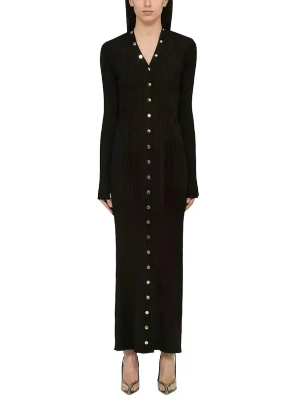 Attico Buttoned Maxi Dress - Black