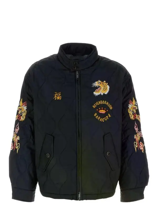 BARACUTA X Neighborhood Quilted Embroidered Bomber Jacket - Blue