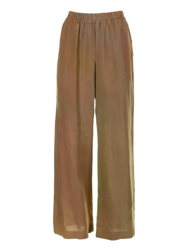 Eleventy High-waisted Linen Trousers - Brown