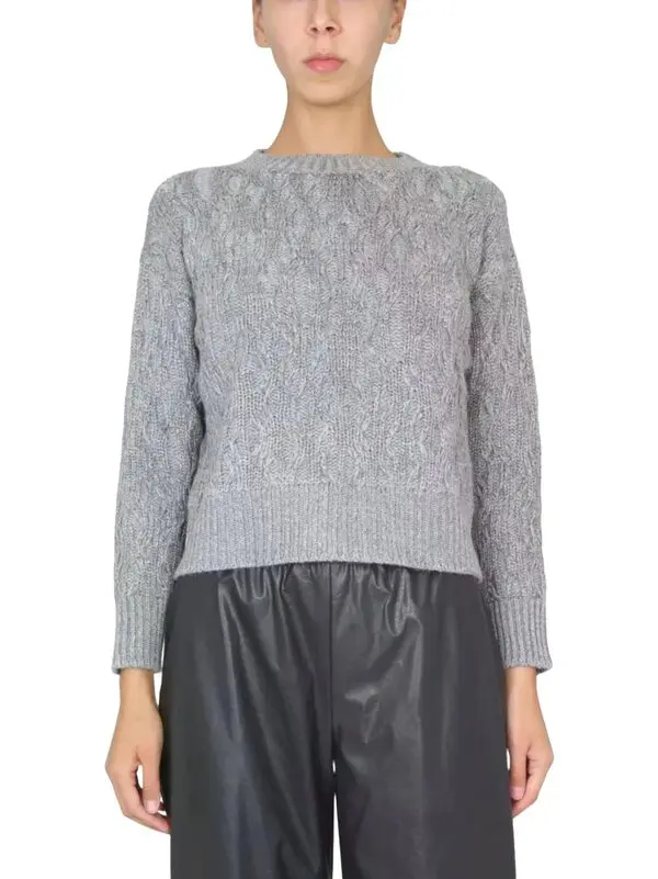 Fabiana Filippi Cable-knit Crew-neck Sweater - Grey