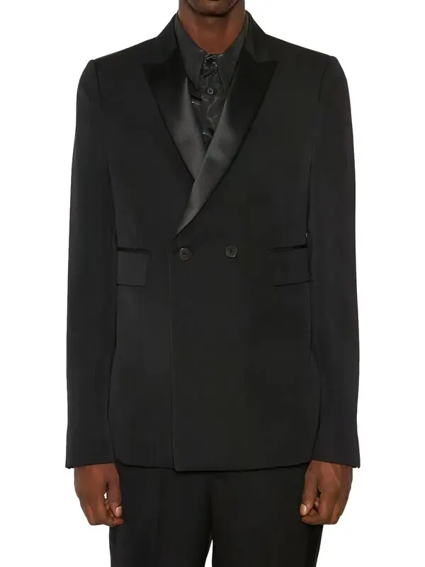 SAPIO Double-breasted Wool Blazer - Black