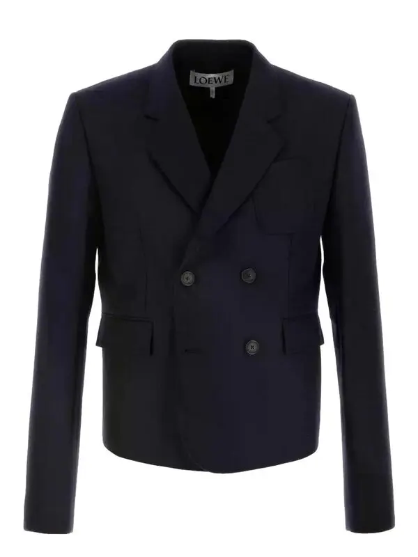 Loewe Double-breasted Wool Blazer - Blue