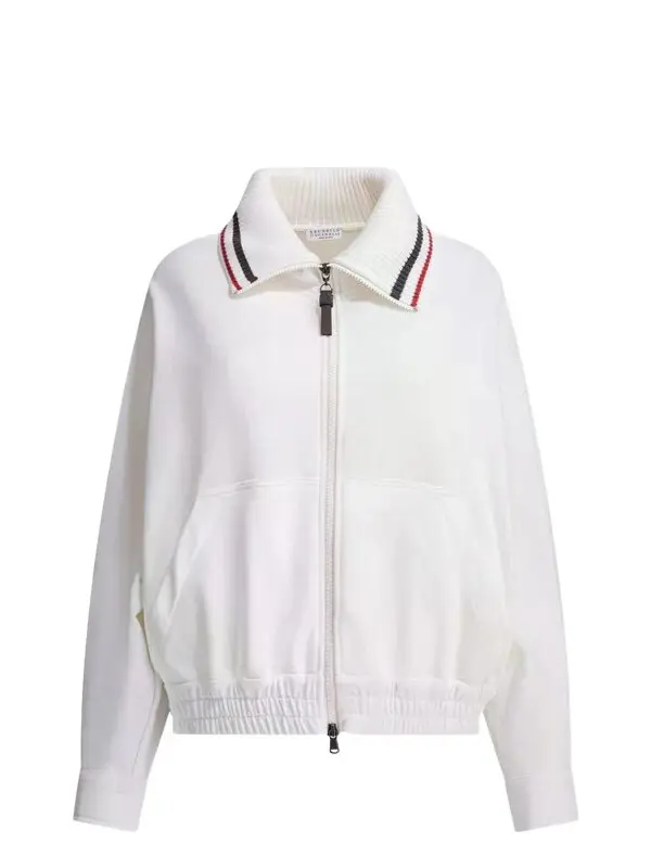 Brunello Cucinelli Striped Zip Sweatshirt - White