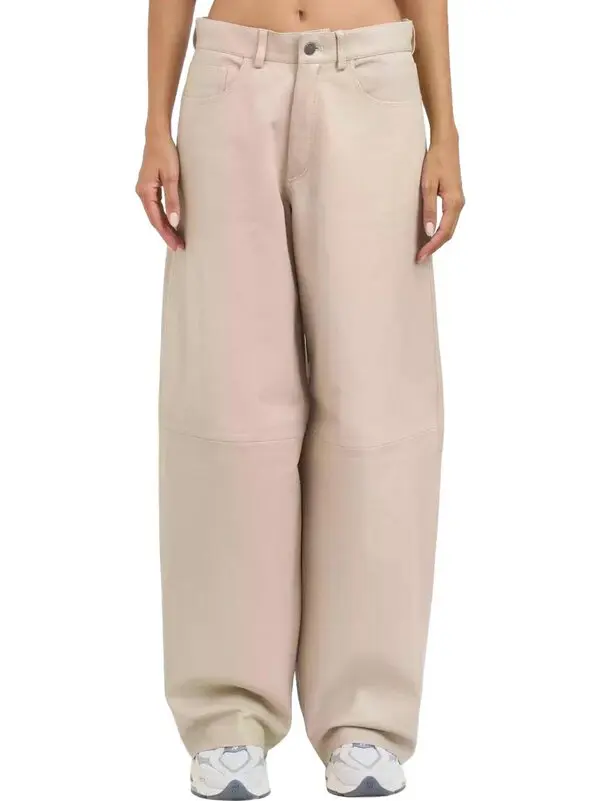 HAIKURE Wide-leg Leather Trousers - Neutrals