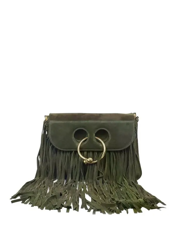 JW Anderson Suede Fringe Shoulder Bag - Green