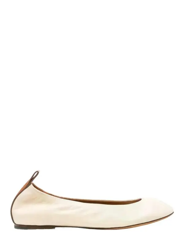 LANVIN Logo Leather Ballerina Flats - Neutrals