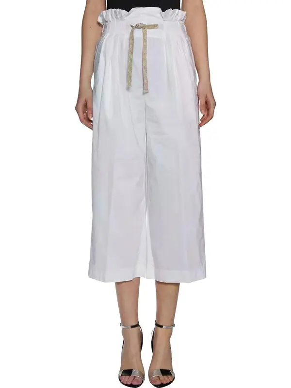 DONDUP Ruffled Drawstring Trousers - White