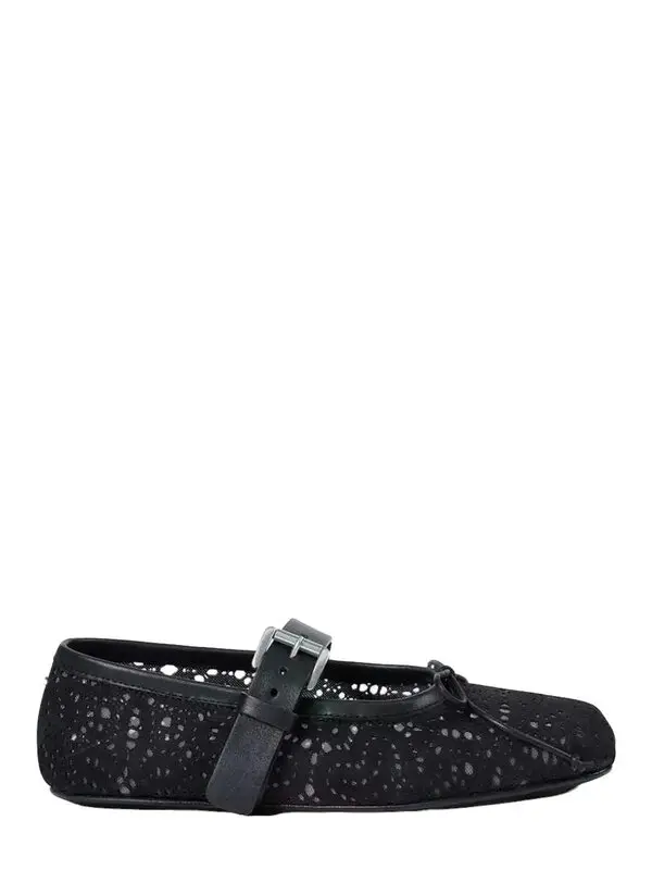 ANN DEMEULEMEESTER Zoey Lace-effect Leather Ballet Flats - Black