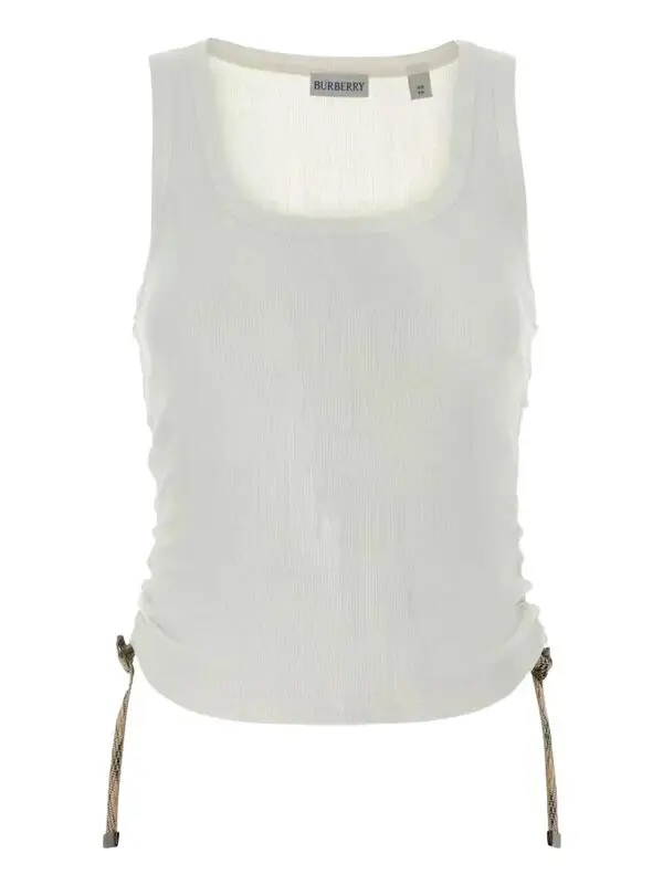Burberry Ribbed Drawstring Top - White