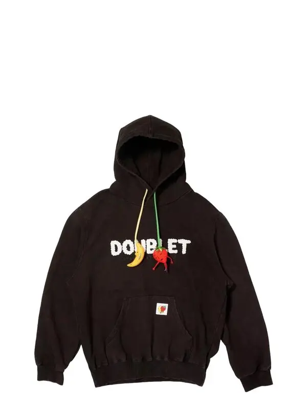 DOUBLET Fruit-appliqué Cotton Hoodie - Brown