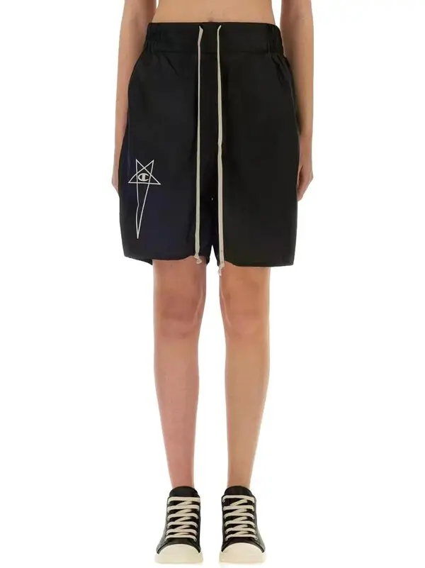 Rick Owens Logo Drawstring Shorts - Black
