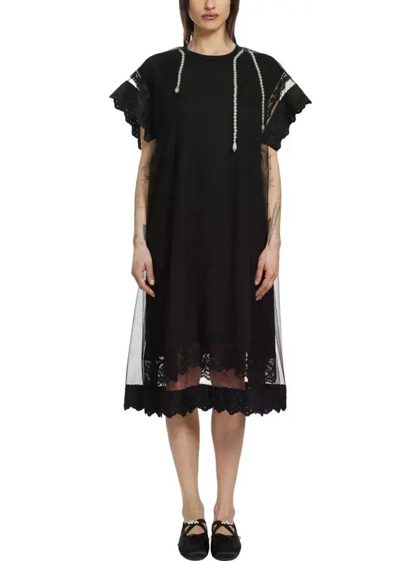 Simone Rocha Layered Lace Trim Dress - Black