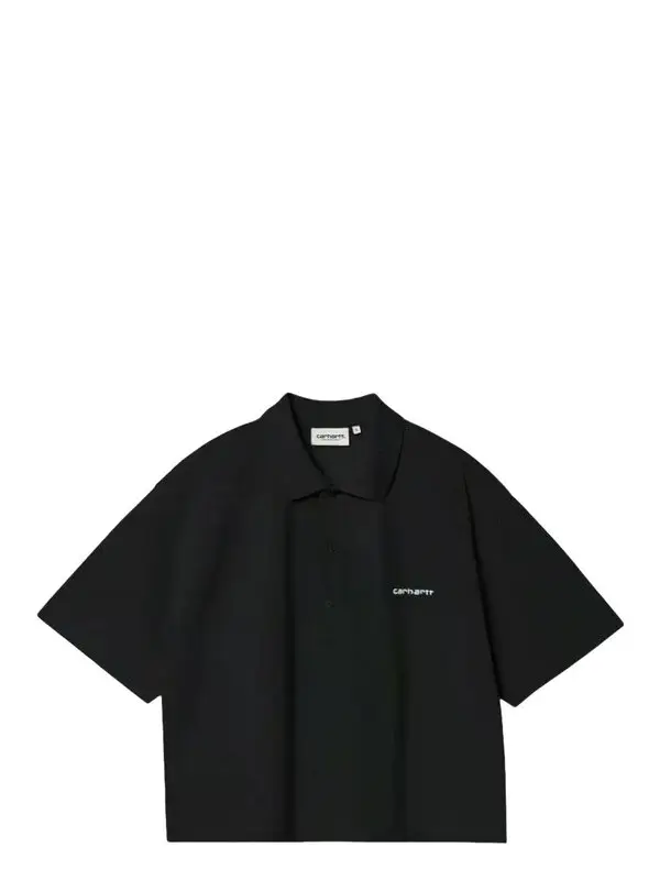Carhartt Work In Progress Script Embroidered-logo Cotton Polo Shirt - Black