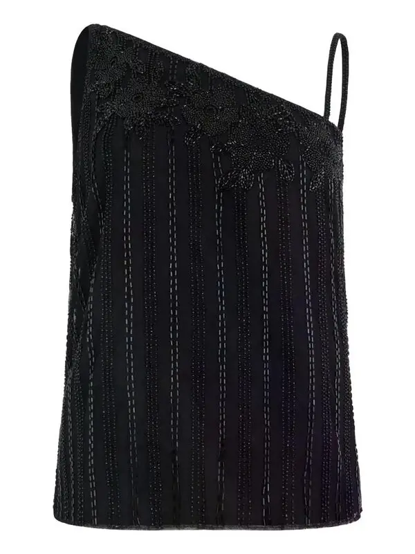 Ralph Lauren Beaded Single-shoulder Top - Black