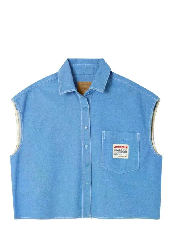 American Vintage Pocket-detail Sleeveless Shirt - Blue