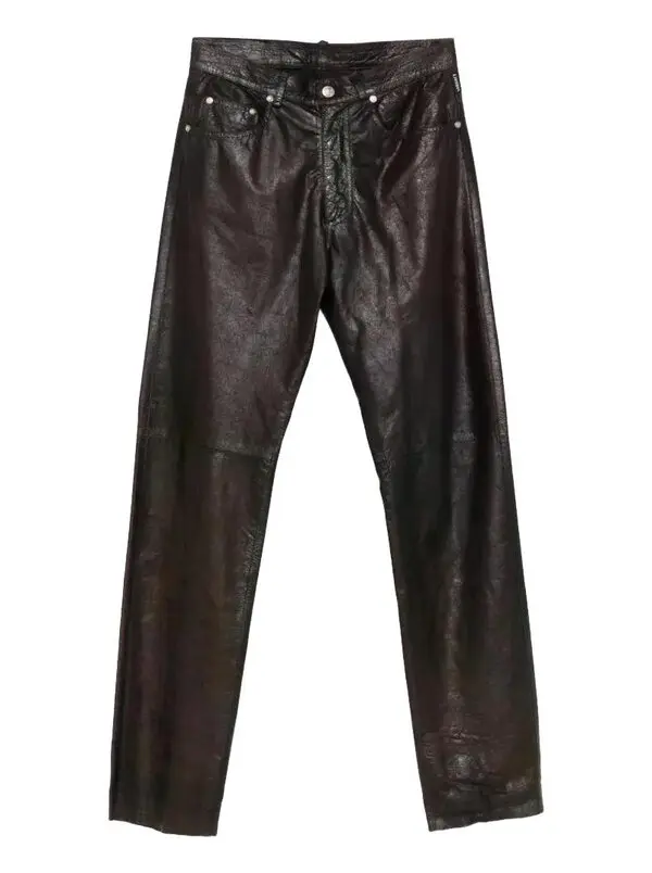 Versace 1990s Leather Trousers - Brown