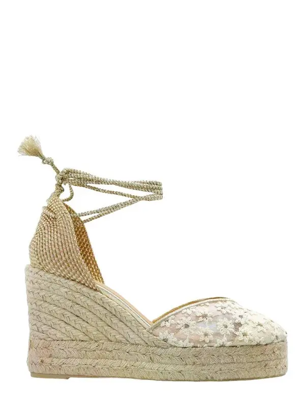 CastaÑer Clair Floral Lace Espadrille - Gold