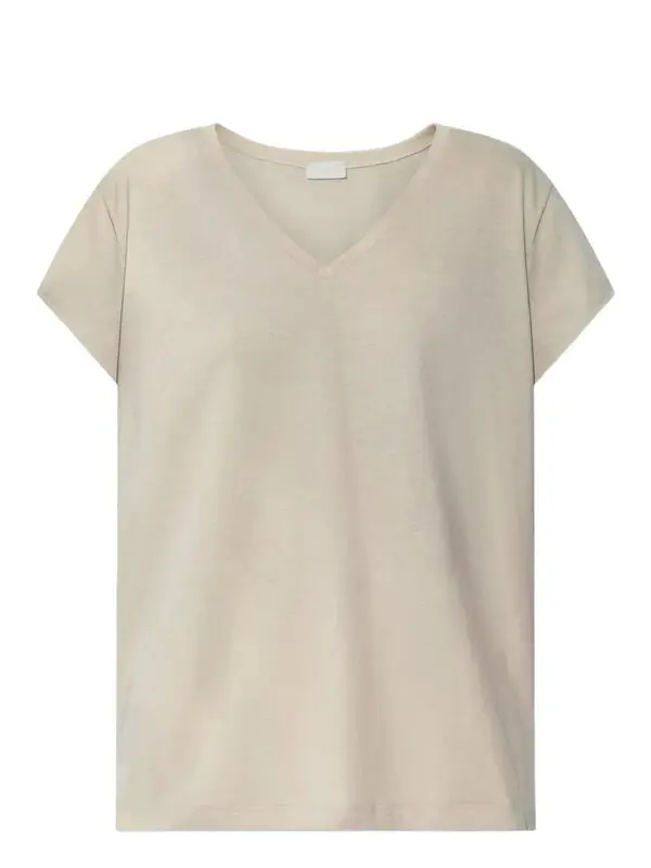 Hanro V-neck Cotton T-shirt - Neutrals