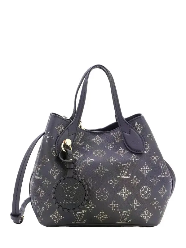LOUIS VUITTON Blossom Constellation Studded Mahina Leather Pm Tote Bag - Black