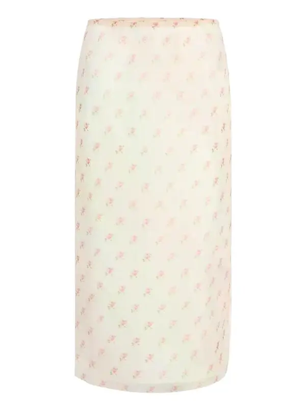 Khaite Printed Silk Skirt - Pink