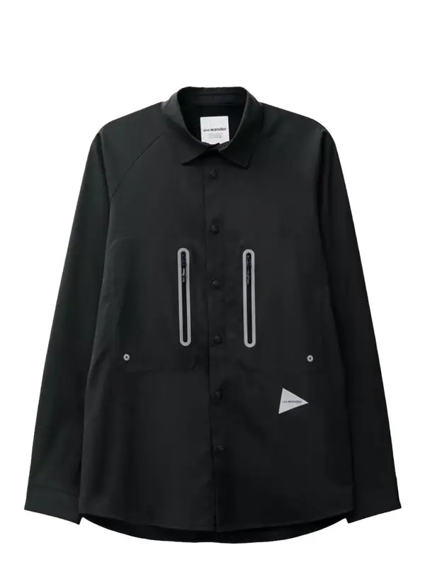 AND WANDER Zip-pocket Shirt - Black