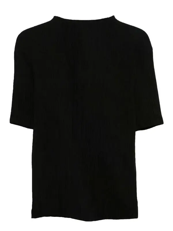 Issey Miyake Ribbed Blouse - Black