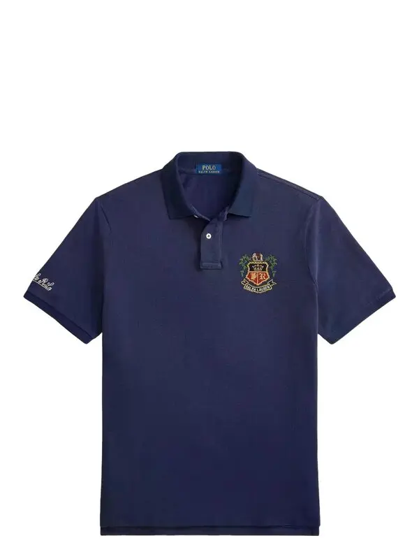 Polo Ralph Lauren Crest Embroidered Polo Shirt - Blue
