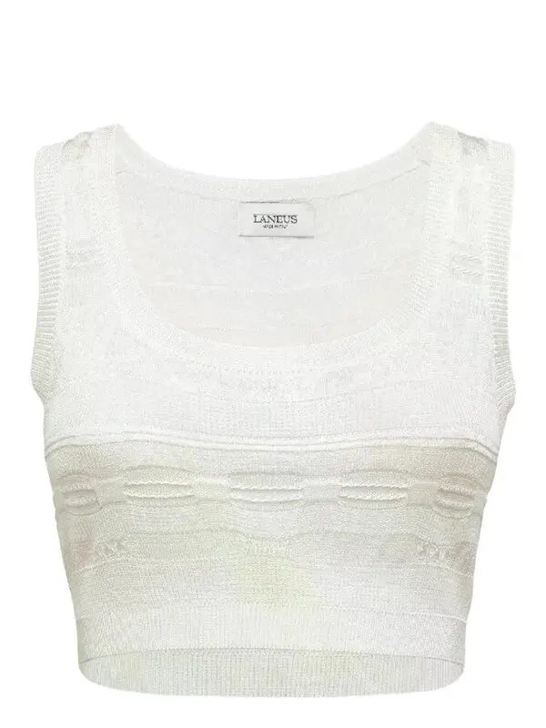 LANEUS Knitted Crop Top - Neutrals