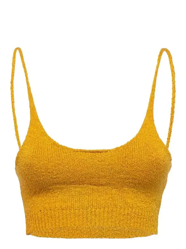 LANEUS Knitted Crop Top - Yellow