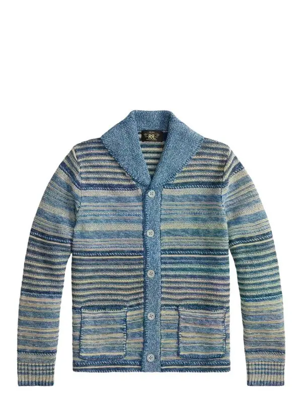 Ralph Lauren Striped Button Cardigan - Blue