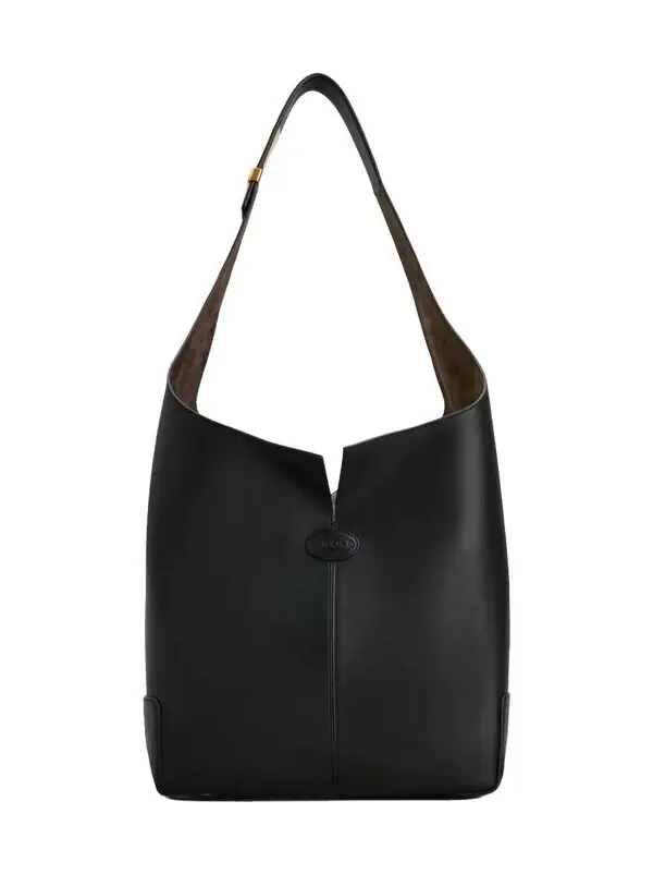 TOD'S Logo Appliqué Shoulder Bag - Black