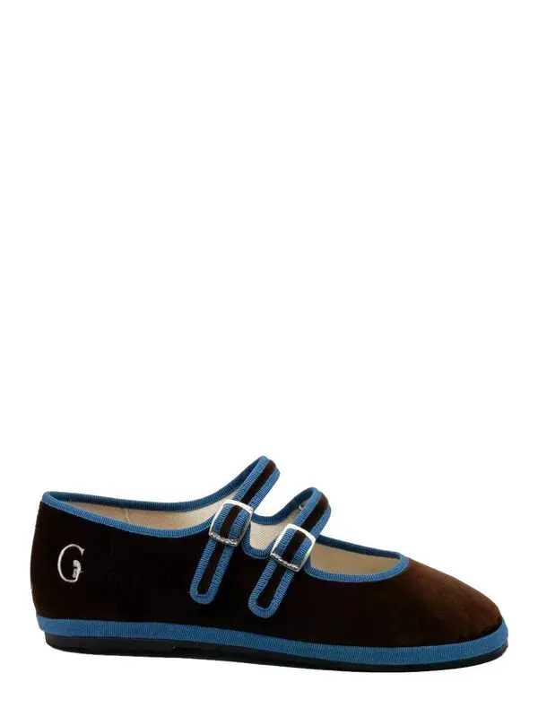 GONDOLINA Mary Jane Velvet Ballet Flats - Brown